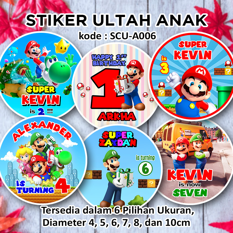 Jual STIKER ULANG TAHUN ANAK SUPER MARIO BIRTHDAY STICKER LABEL ...