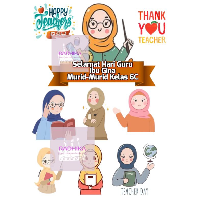 Jual Topper hiasan kue guru custom nama | Shopee Indonesia