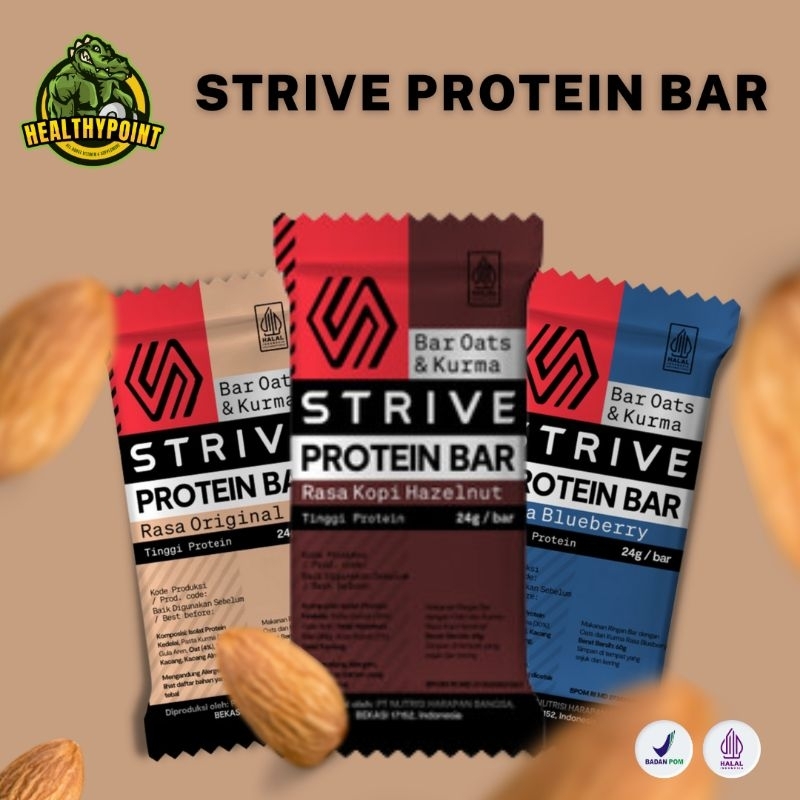 Jual Strive Protein Bar 1 Box 5 Pcs x 60 Gram Healthy Point Snack Bar ...