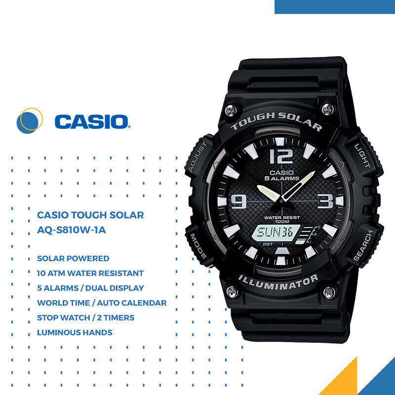 Jual Jam Tangan Pria Casio AQ-S810W-1A Analog Digital Black Tough Solar Powered Original Resin ...