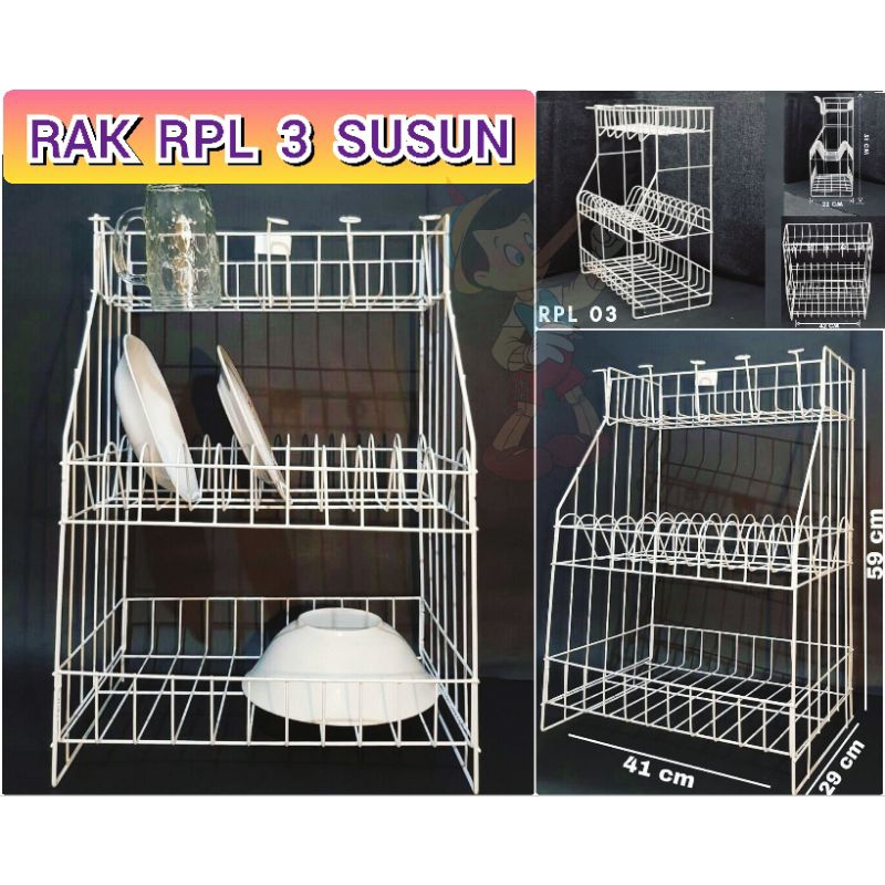 Jual RAK PIRING MEJA RPL 3 SUSUN | Shopee Indonesia