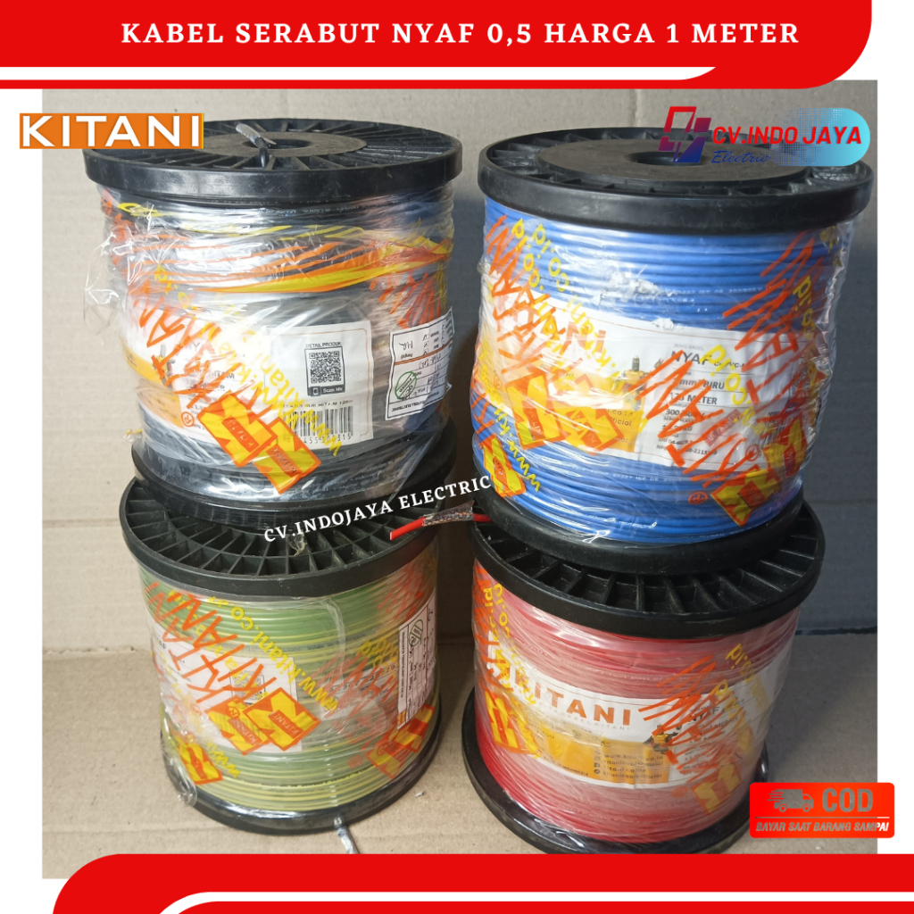 Jual Kabel serabut NYAF 0,5 mm KITANI harga 1 meter Kabel Otomotif Body Mobil Motor Serabut ...