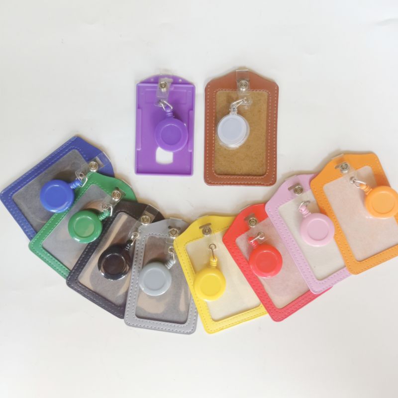 Jual Gantungan Id Card Holder Name Tag Kulit Sintetis polosan | Shopee ...
