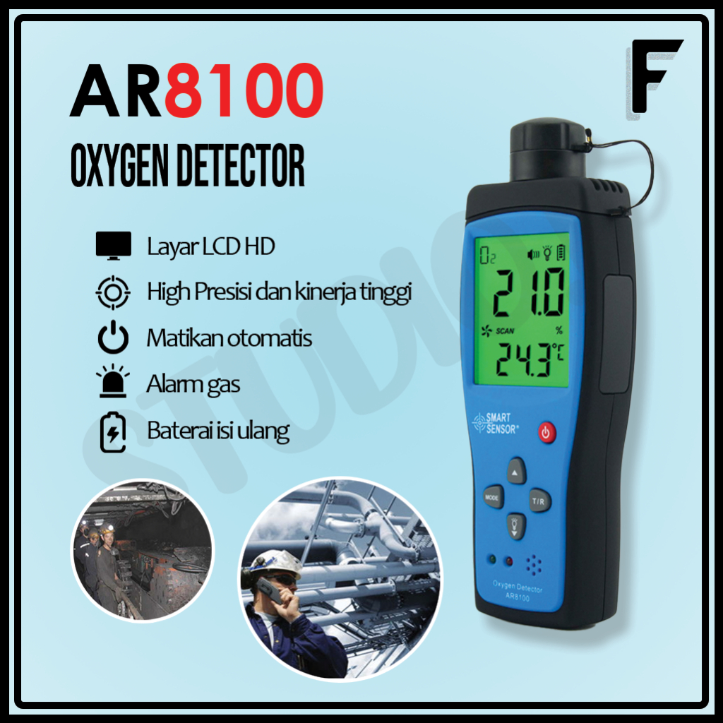 Jual Oksigen Detector Penguji Detektor O2 Smart Sensor Ar8100 Handheld