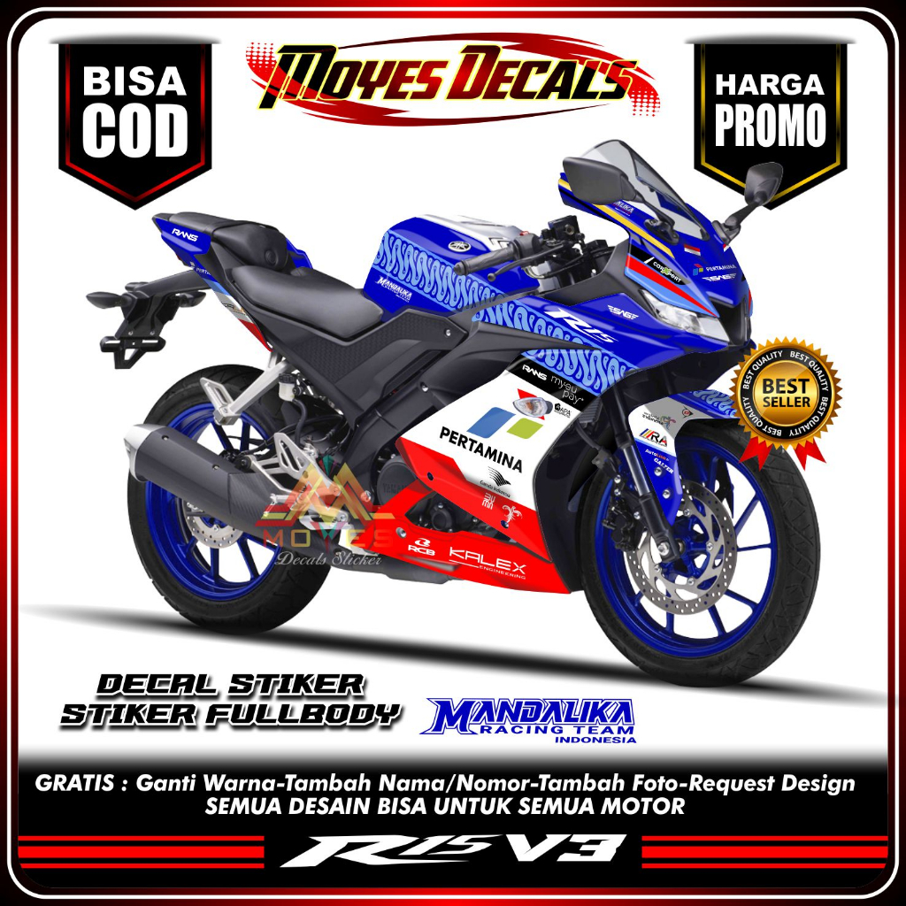 Jual Decal R15 V3 Stiker Fullbody / Skotl;ite Variasi Design Mandalika ...