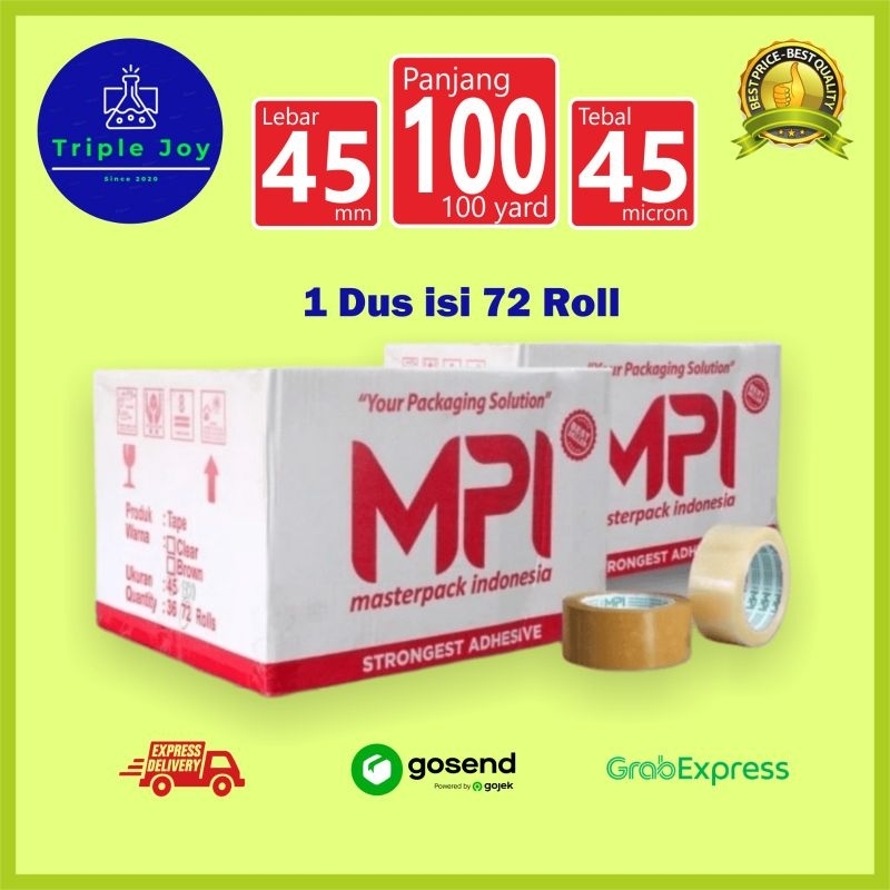 Jual Lakban MPI Bening / Coklat 2 inch 45mm x 100 Yard (1dus = 72 Roll ...
