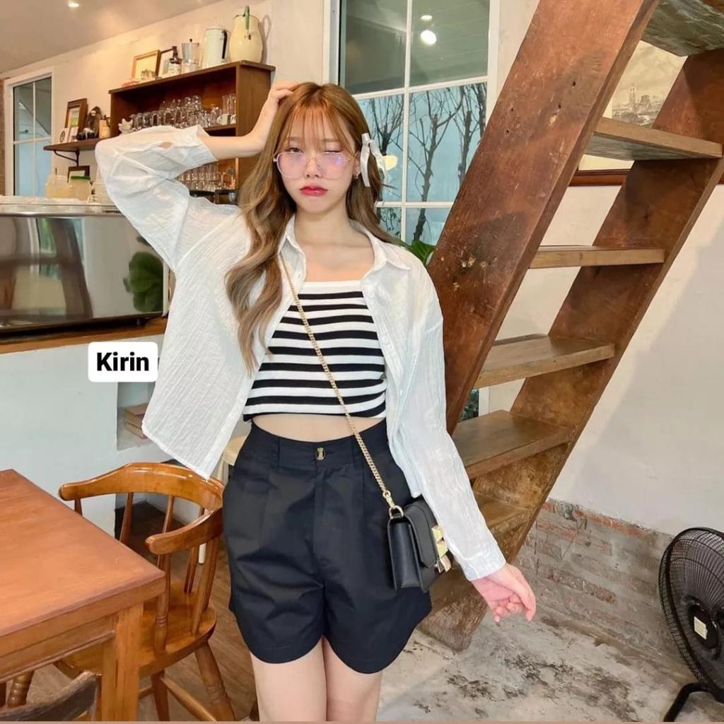 Jual Kirin set atasan hitam putih import | Shopee Indonesia
