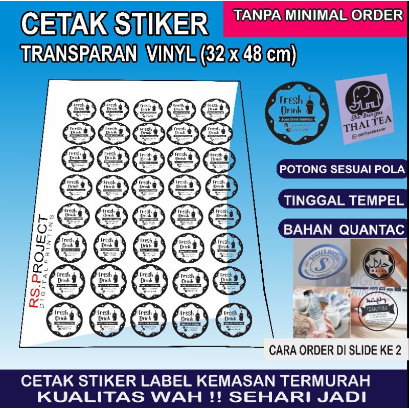 Jual CETAK STIKER TRANSPARAN A3+ ANTI AIR (PRINT & CUT) | Shopee Indonesia