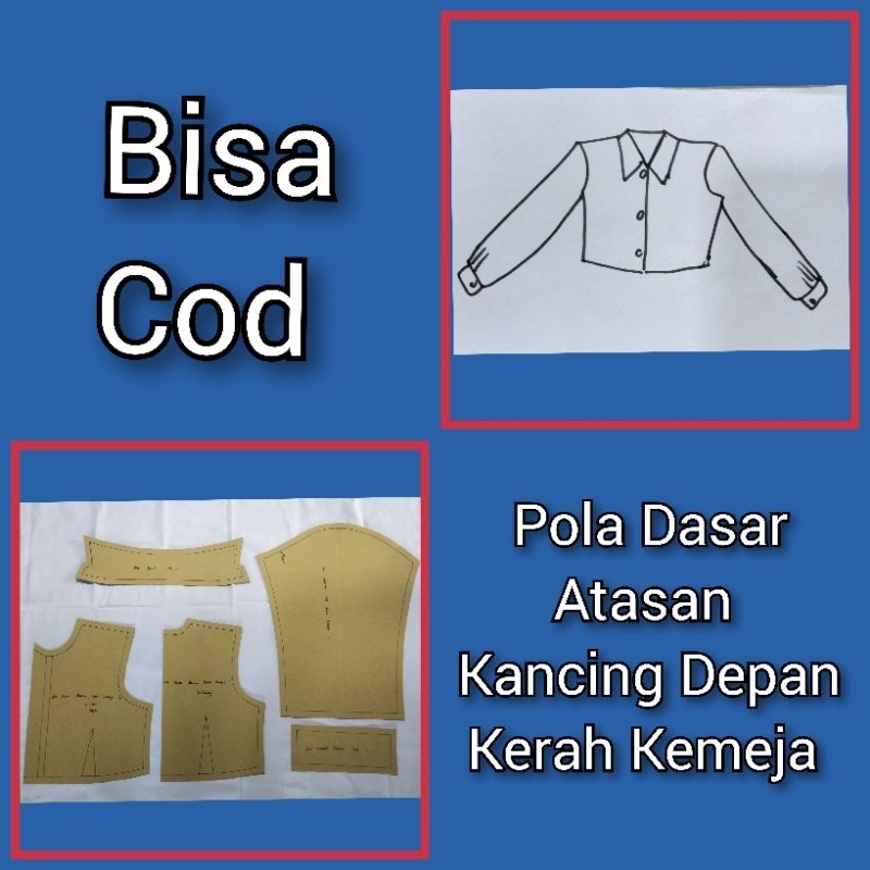 Jual Pola Dasar Atasan Wanita Kancing Depan Kerah Kemeja - Pola Tinggal Jiplak - Cocok untuk ...