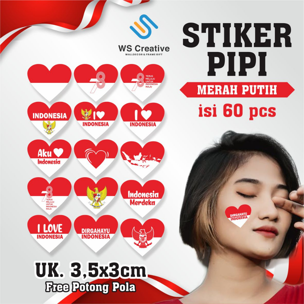 Jual STIKER PIPI LOVE BENDERA MERAH PUTIH | STIKER KARNAVAL | STIKER ...