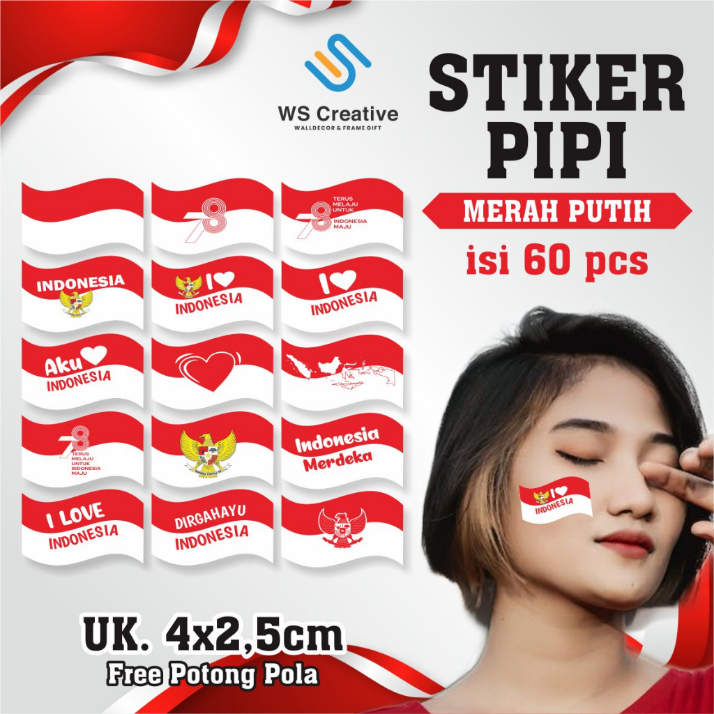Jual STIKER PIPI BENDERA MERAH PUTIH BERGELOMBANG | STIKER KARNAVAL ...
