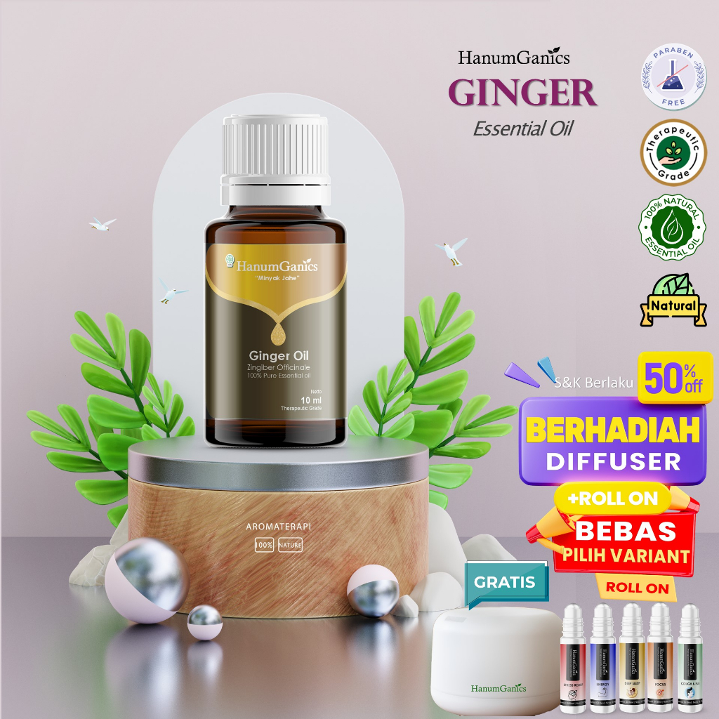 Jual HANUMGANICS HERBAL ESSENTIAL OIL GINGER MINYAK Jahe merah ...