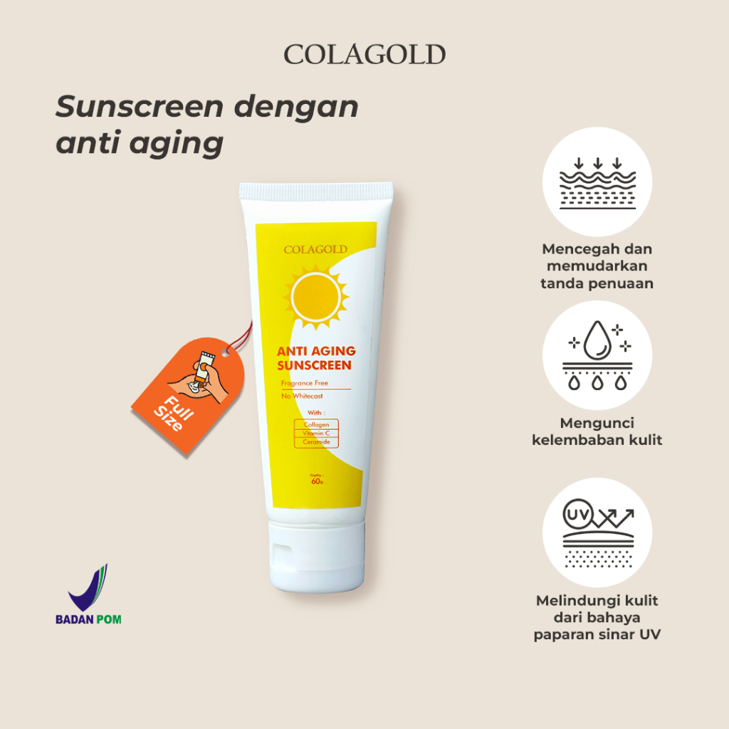 Jual Colagold - Suncreen Anti Aging Full Size (60 Gr) | Shopee Indonesia
