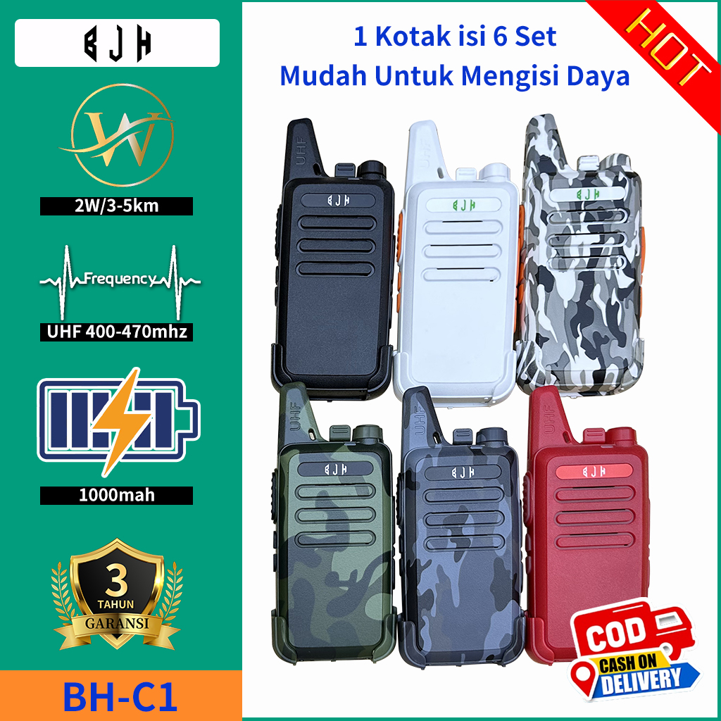 Jual HT BJH Walkie Talkie 1 Kotak Isi 6 pcs UHF Handy Talky TWO WAY ...