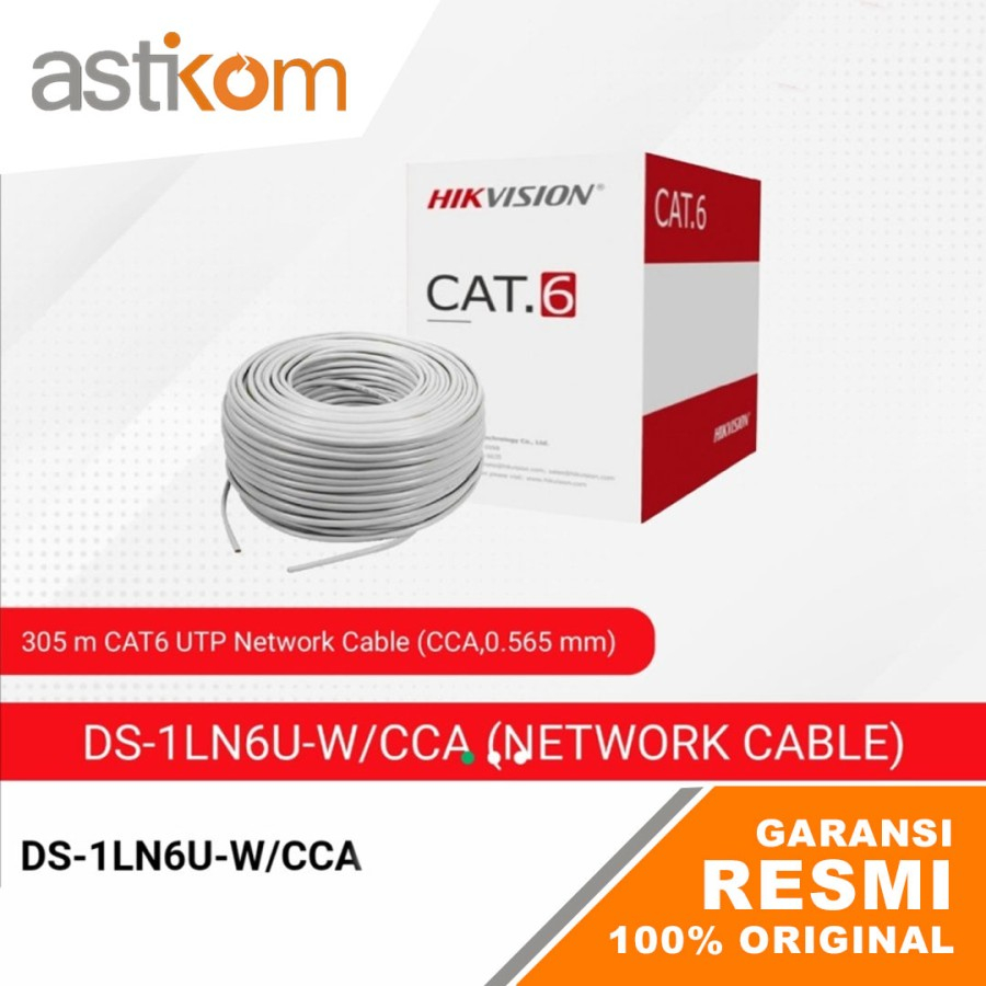 Jual Kabel LAN Hikvision Cat6 DS-1LN6U-W/CCA cat6 UTP 1 Roll | Shopee Indonesia