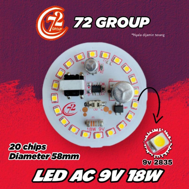 Jual PCB LED AC 18w 72 9v | Shopee Indonesia