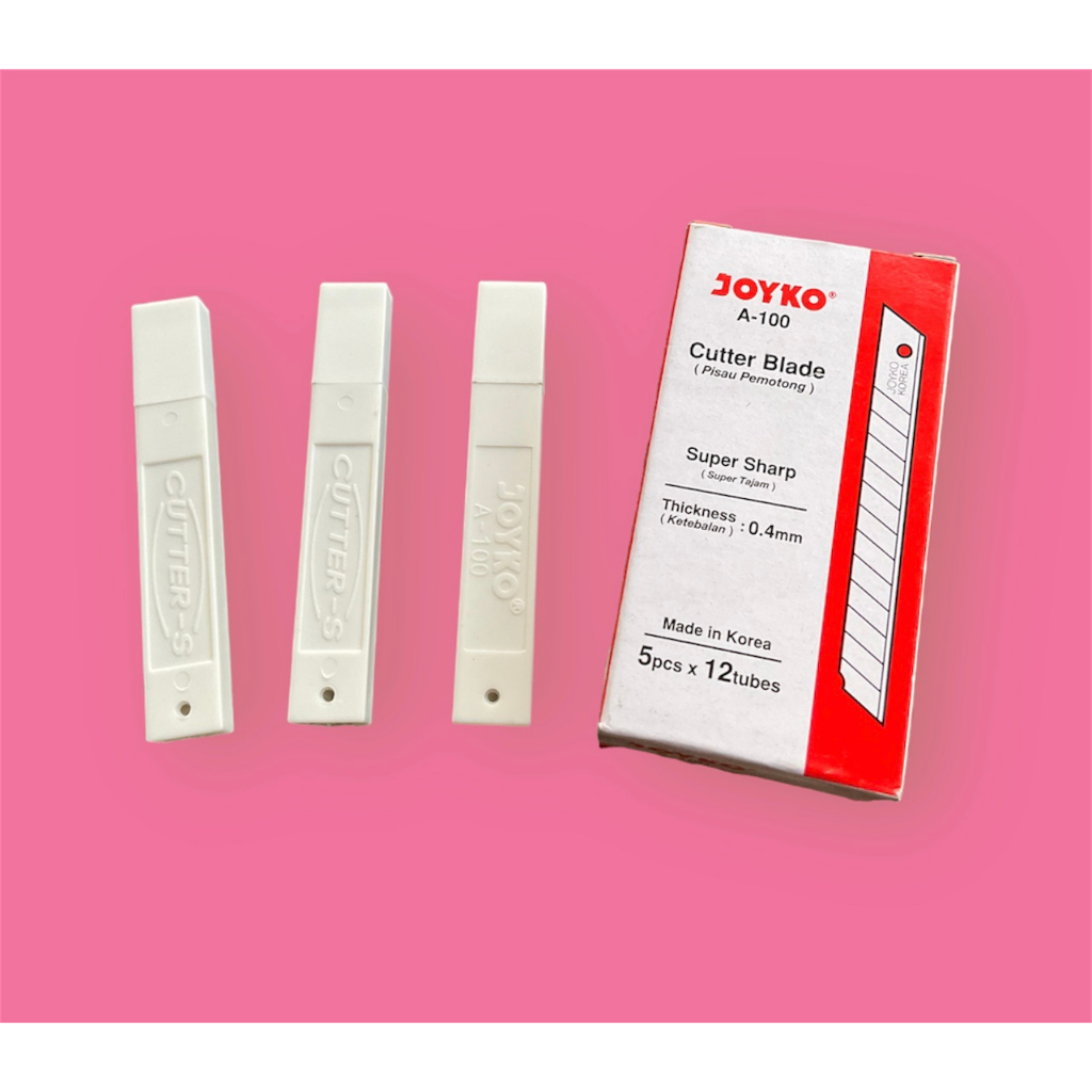 Jual isi Cutter Kecil Cutter Blade Refill Isi Pisau Pemotong Joyko A-100 1 Tube 5 Pcs | Shopee ...