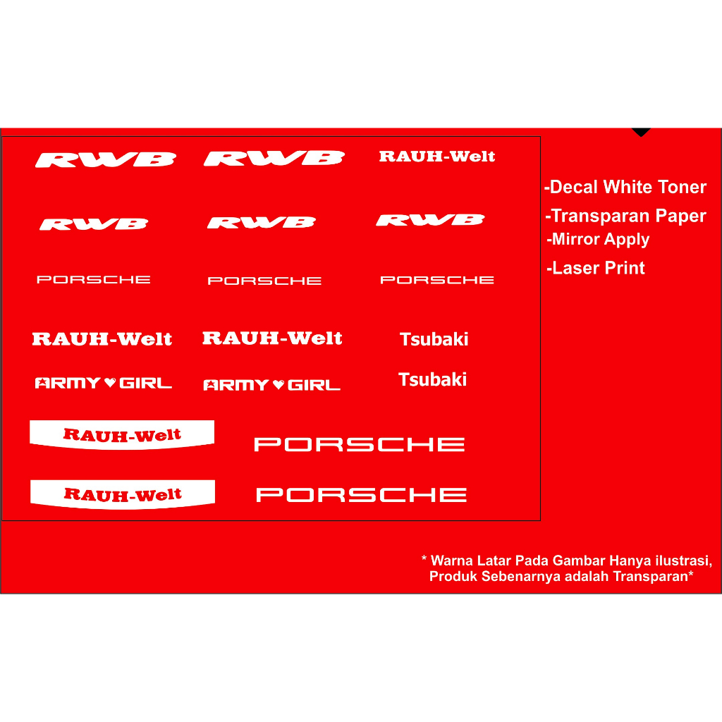 Jual [WHITE TONER] Decal Hotwheels White Toner - liveries Porsche RWB ...