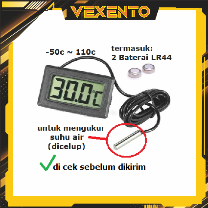 Jual Digital Termometer Kabel Probe Alat Ukur Suhu Air dan Udara by ...