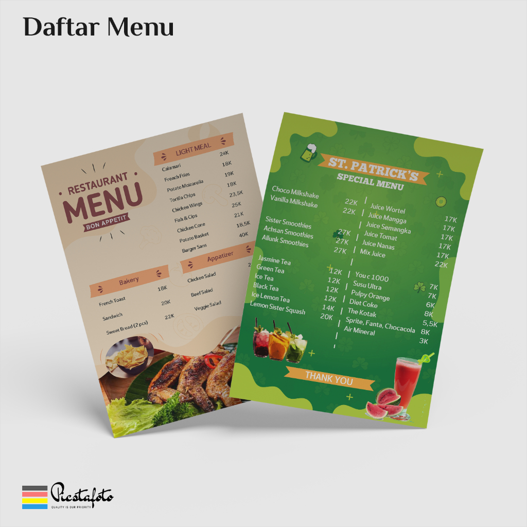 Jual Cetak Daftar Menu Minuman / Makanan Laminating | Shopee Indonesia