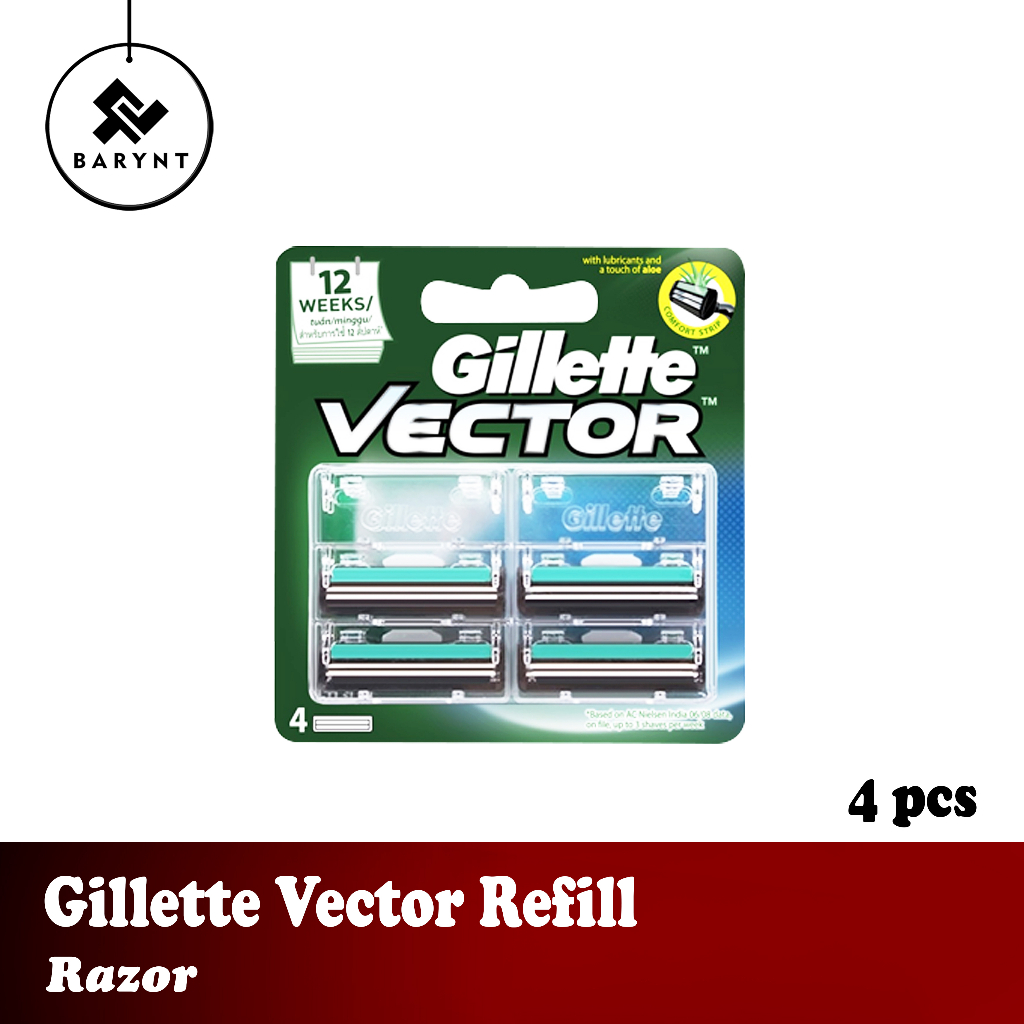 Jual Gillette Vector Isi 4 Pisau Cukur Isi Ulang Alat Cukur Refill ...