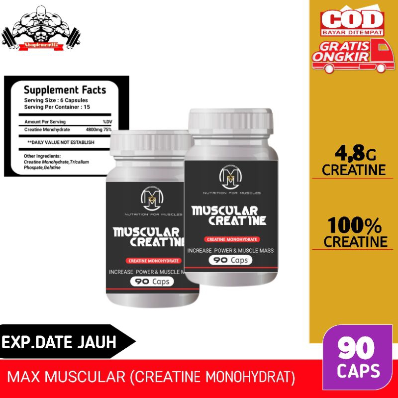 Jual MAX MUSCULAR CREATINE 90 CAPS 90 KAPSUL CREATINE MONOHYDRATE ...