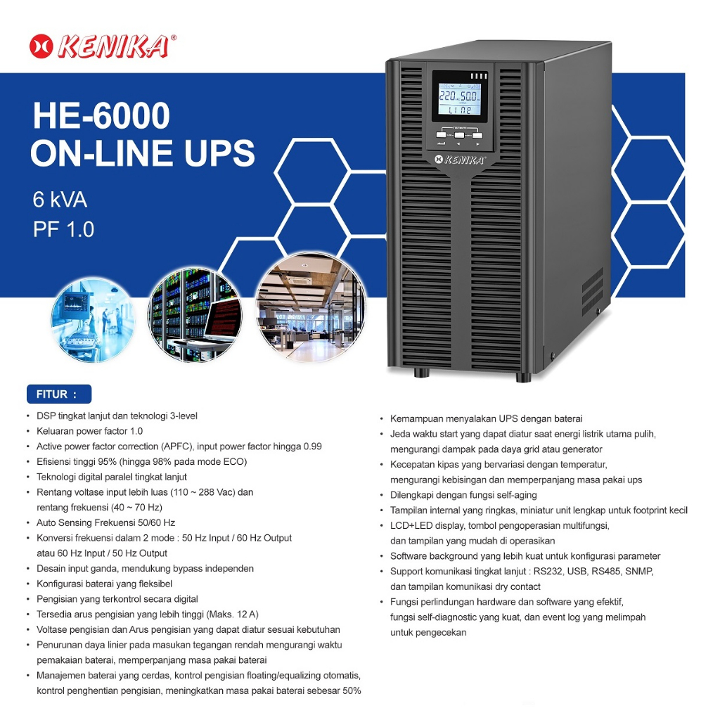 Jual UPS Online KENIKA HE-6000 6KVA/6000VA True Online - Pure Sine Wave | Shopee Indonesia