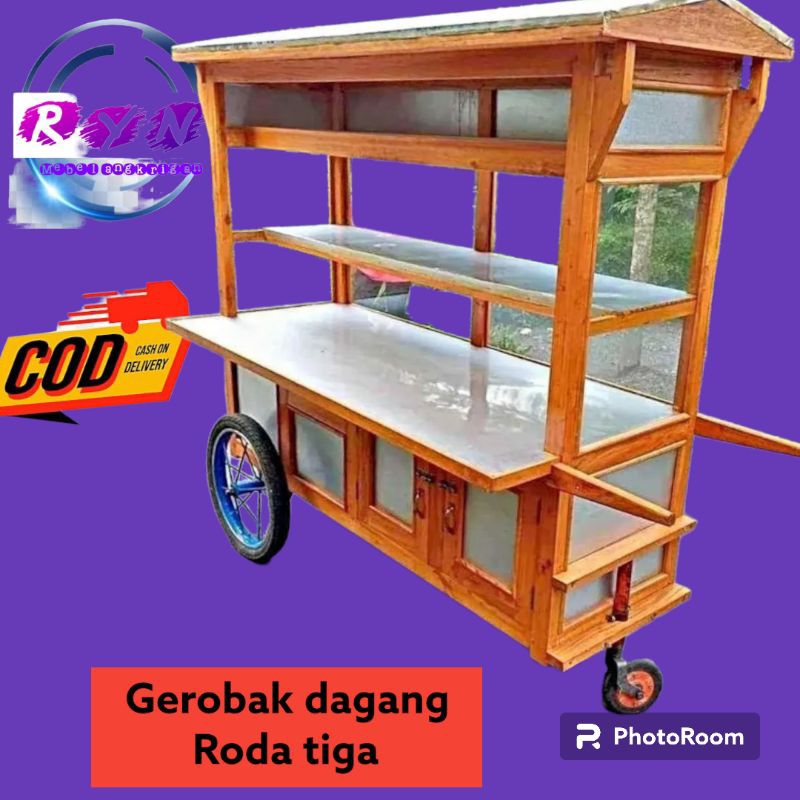Jual gerobak dagang full kaca roda tiga | Shopee Indonesia