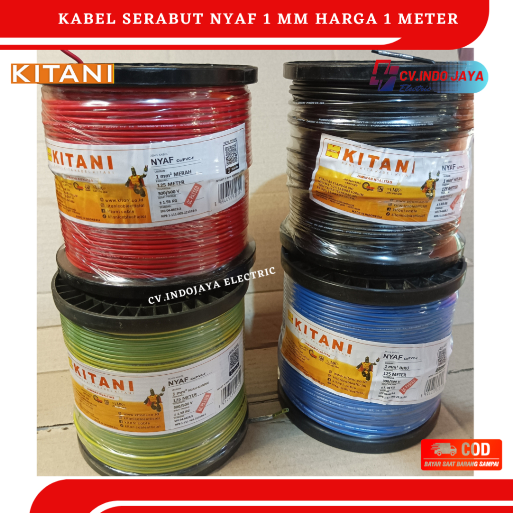 Jual Kabel serabut NYAF 1 mm KITANI harga 1 meter Kabel Otomotif Body Mobil Motor Serabut ...