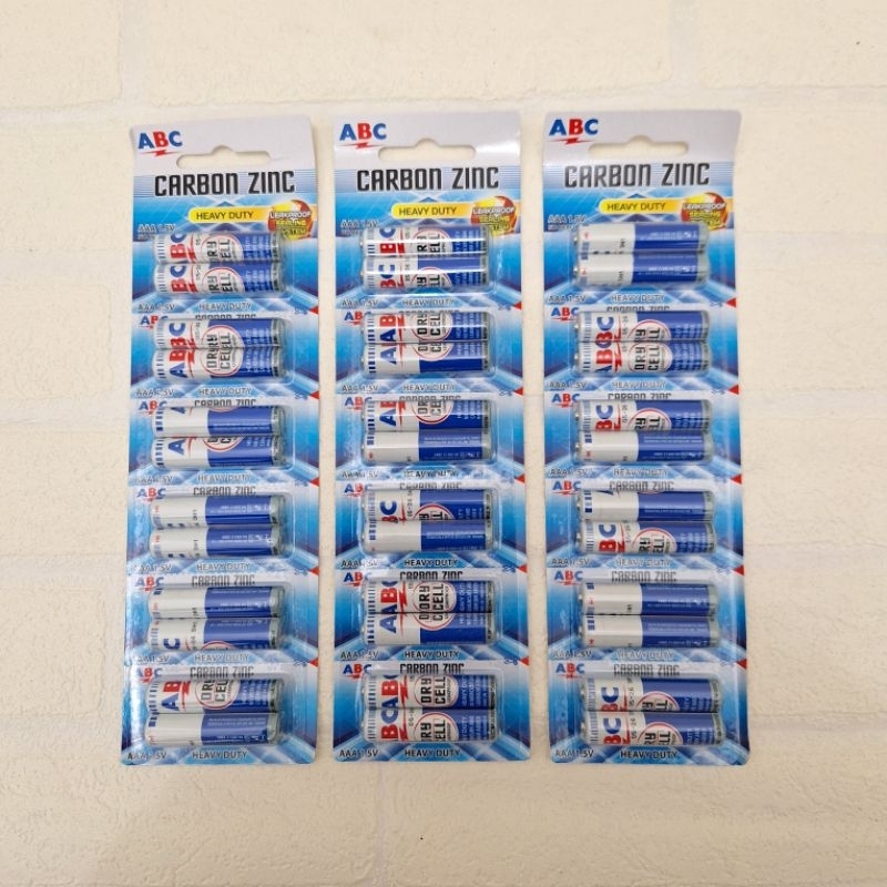 Jual 1 Renteng Batu Baterai AAA ABC Biru CARBON ZINC 1.5 V Isi 12 Pcs ...