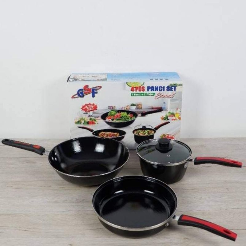 Jual PANCI SET ENAMEL GSF G-2630 panci set serbaguna panci set anti ...