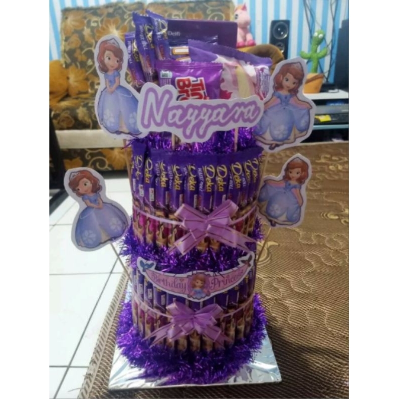 Jual Tower snack ultah, snack custom warna sesuai tema tingkatan kue ...
