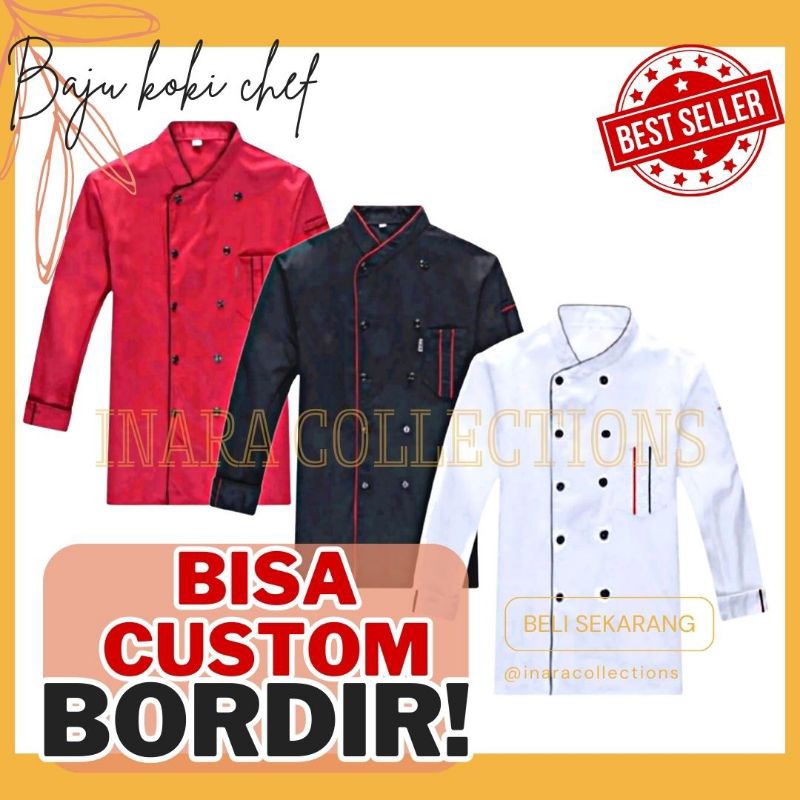 Jual Baju Seragam Koki Jacket Chef Lengan Panjang BISA CUSTOM DESIGN ...