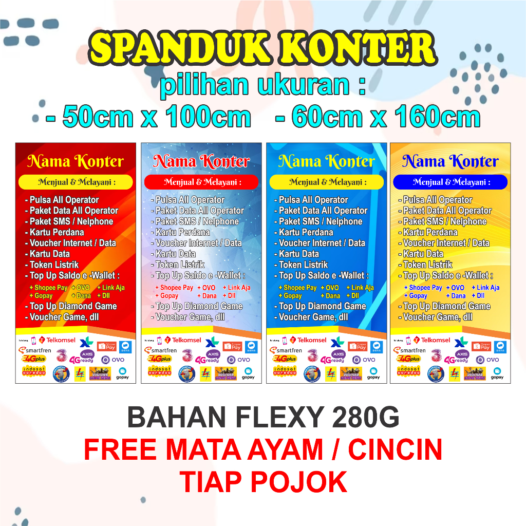 Jual SPANDUK KONTER CUSTOM PORTRAIT 50 X 100 / 60 X 160CM | Shopee ...