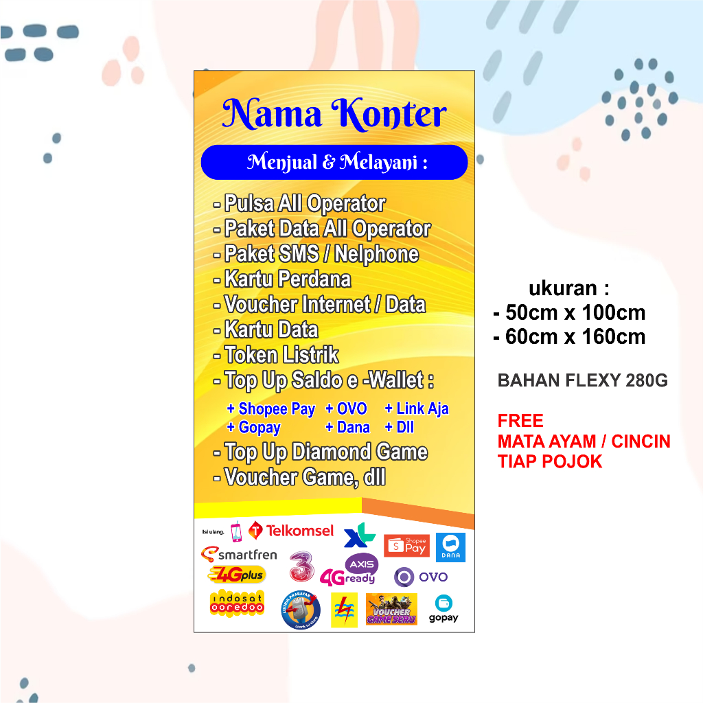 Jual SPANDUK KONTER CUSTOM PORTRAIT 50 X 100 / 60 X 160CM | Shopee ...