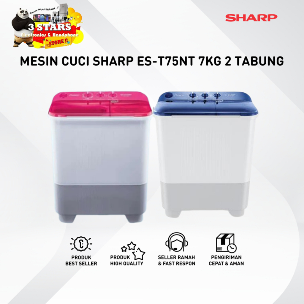 Jual Sharp Mesin Cuci 2 Tabung 7KG ES-T75NT-BL/PK EST 75 NT | Shopee ...