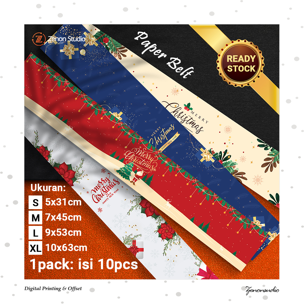 Jual [10pcs] Paper Belt Natal Christmas Roll Label Xmas Kado Hadiah ...