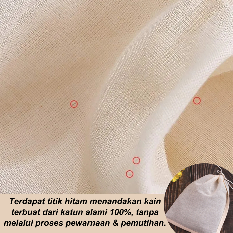 Jual ZOZO Saringan Kain Katun Kantong Serut Susu Kacang Kedelai Kopi Jus Almond Cotton Filter ...