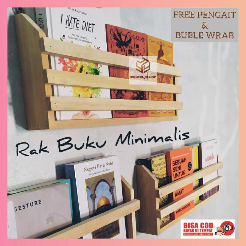 Jual Rak Buku Kayu Gantung Rak Majalah Rak Novel Rak Komix Rak Foto ...
