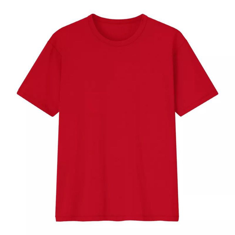 Jual Kaos Polos Pria dan Wanita Warna Merah Lengan Pendek Leher O-Neck ...