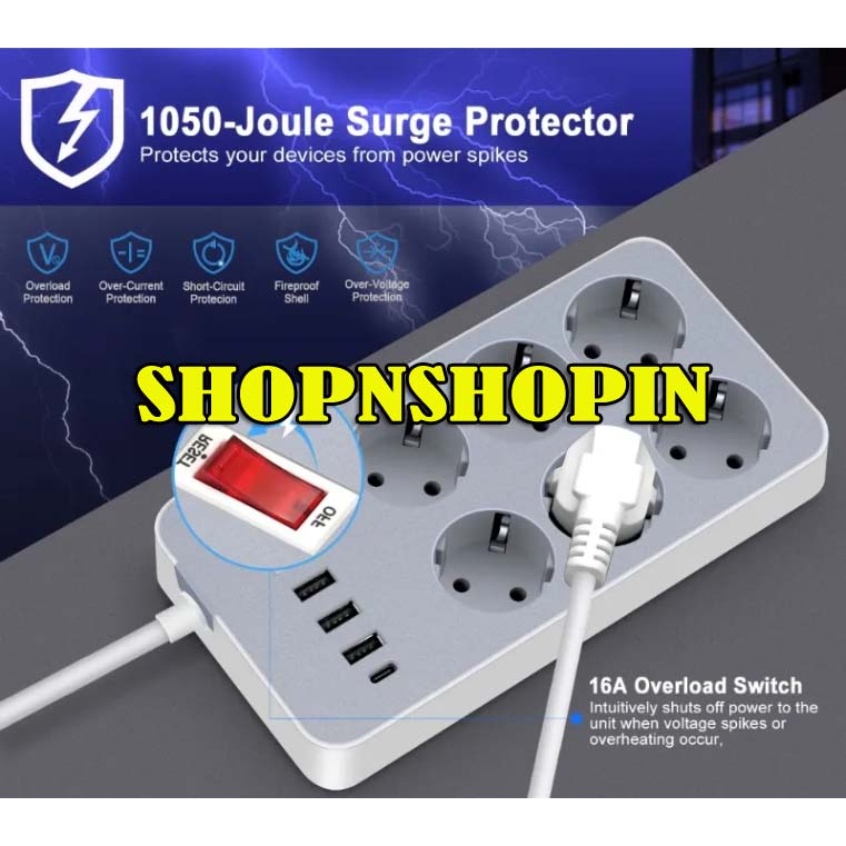 Jual Colokan Listrik USB 4 Lubang | Stop Kontak USB Hexagon | Soket ...