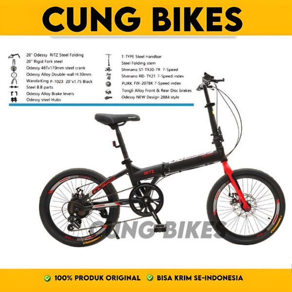 Jual Sepeda Lipat 16 20 Inch Odessy RITZ 7 Speed Shimano Folding Bike ...