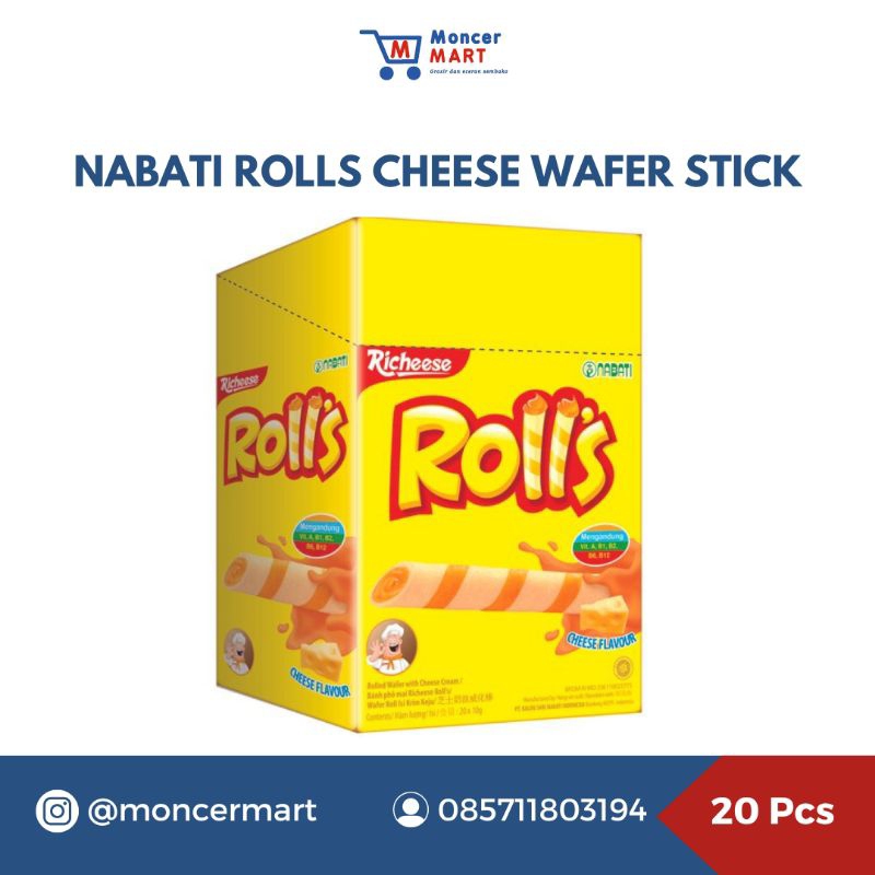 Jual NABATI Rolls Cheese Wafer Stick Box Isi 20 Pcs x @6g | Shopee ...