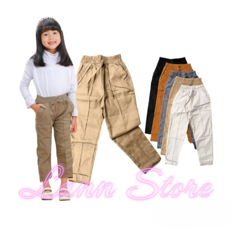 Jual Celana Baggy Pants Panjang Anak Perempuan 1-13 Tahun Bahan Twill Stretch premium | Shopee ...