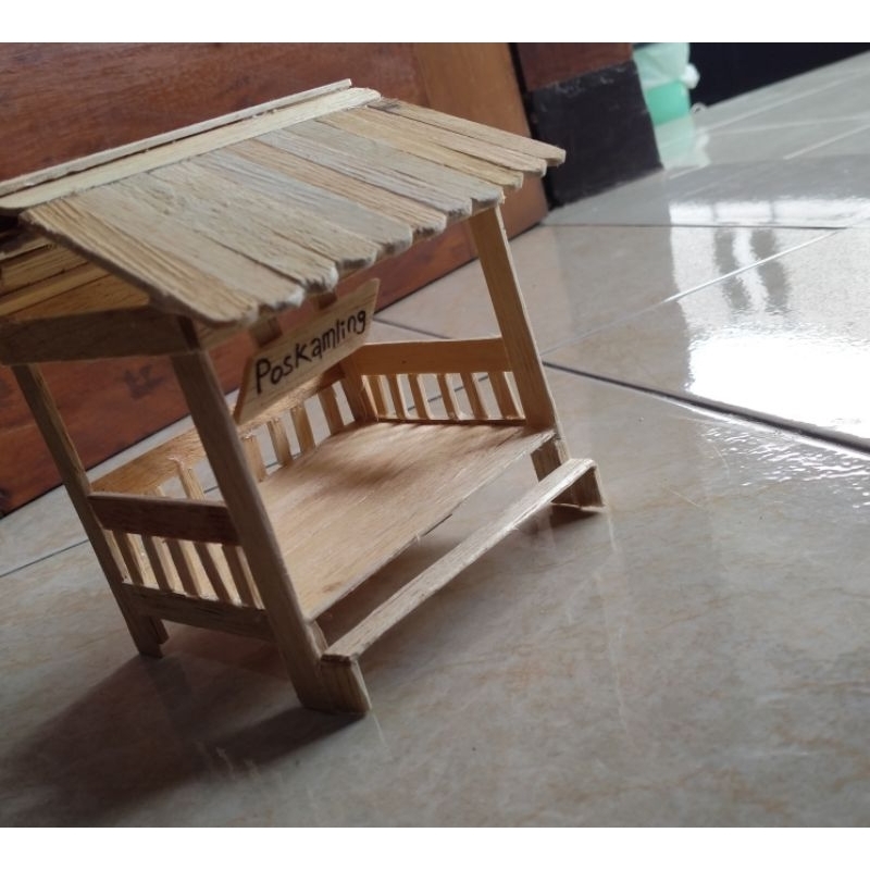 Jual prakarya kerajinan tangan miniatur pos kamling dari stik es krim ...