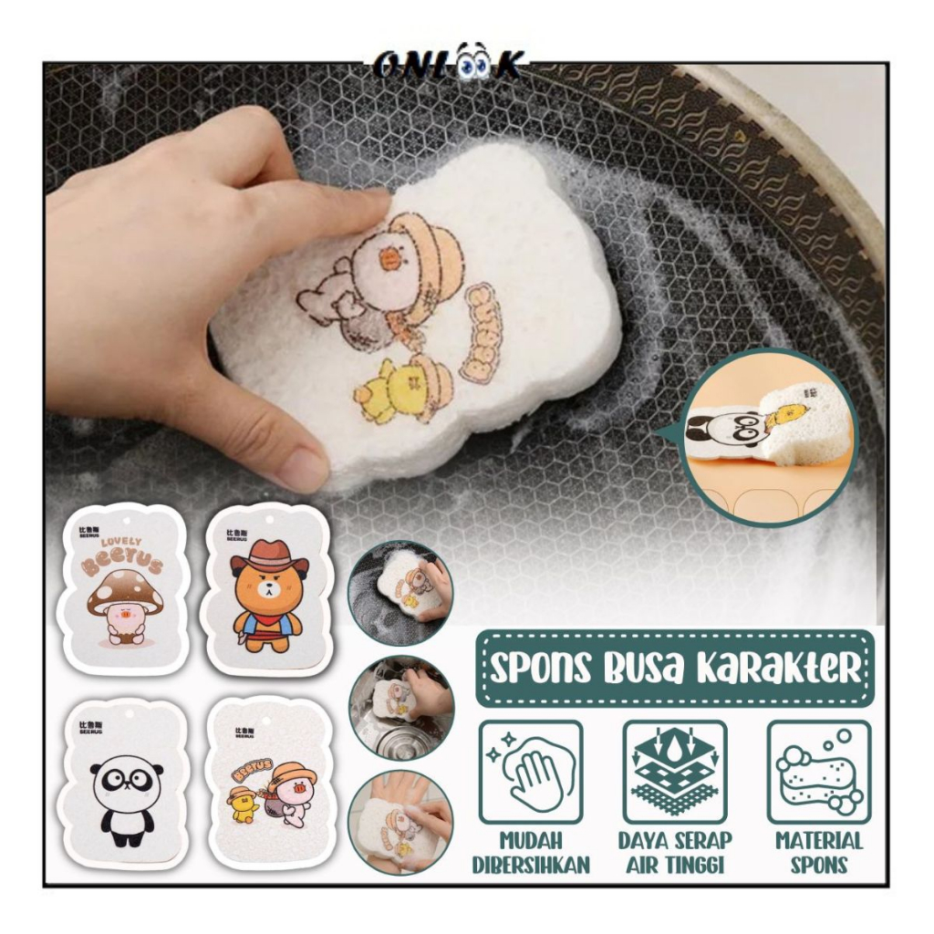 Jual Spons Busa Ajaib Karakter / Sponge Magic Dish Wash / Spon Cuci ...
