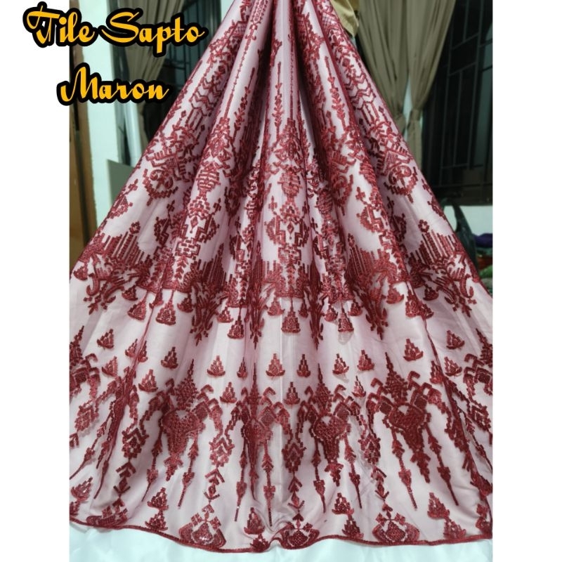 Jual TERMURAH!!! KAIN TILE SAPTO ETNIK // TILE ELISAB SAPTO // BROKAT ...
