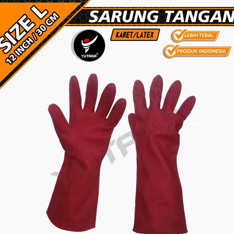 Jual Sarung Tangan Karet 12 inch warna merah | Shopee Indonesia