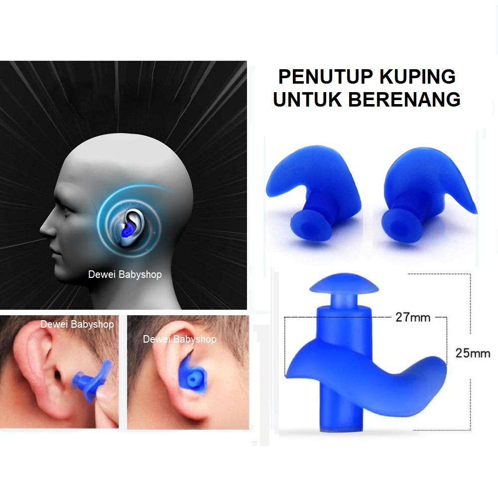 Jual Penutup Telinga Pelindung Renang ( Penyumbat Kuping Berenang / Swim EarPlug / Tutup Ear ...