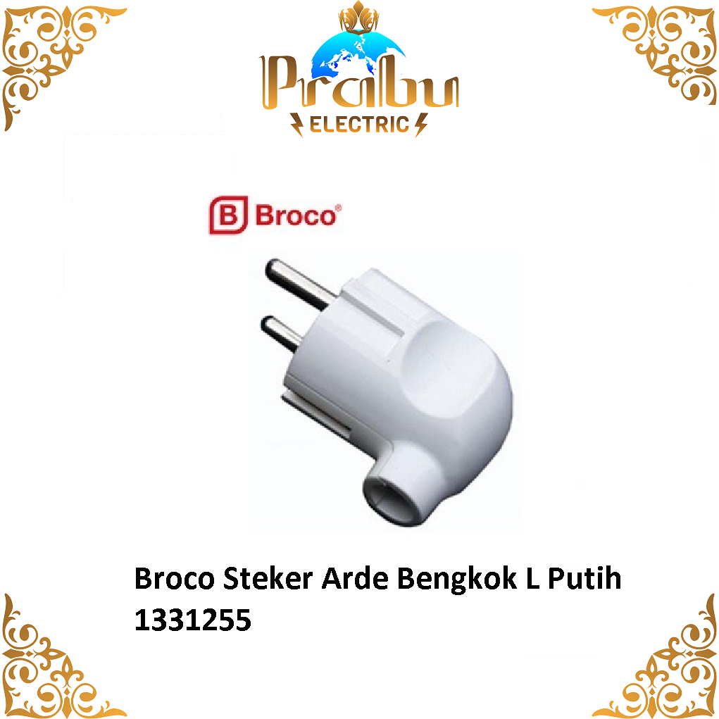 Jual BROCO Steker Arde L 16A Bulat Putih Side way Plug Colokan Samping ...